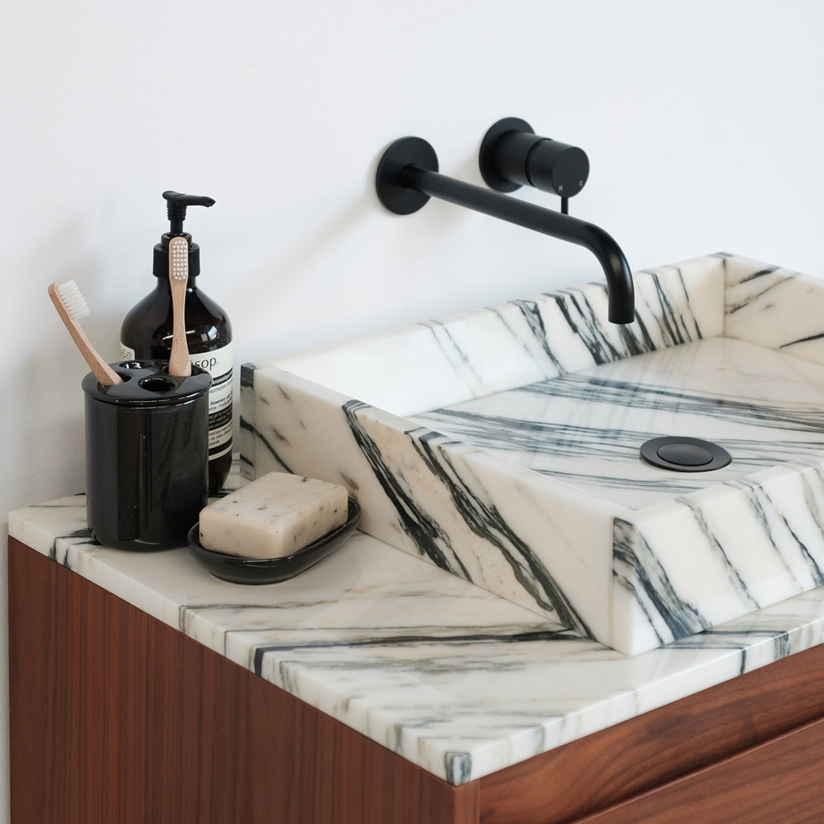 George marmeren wastafel - Blauw/Wit Marmer | Furnified