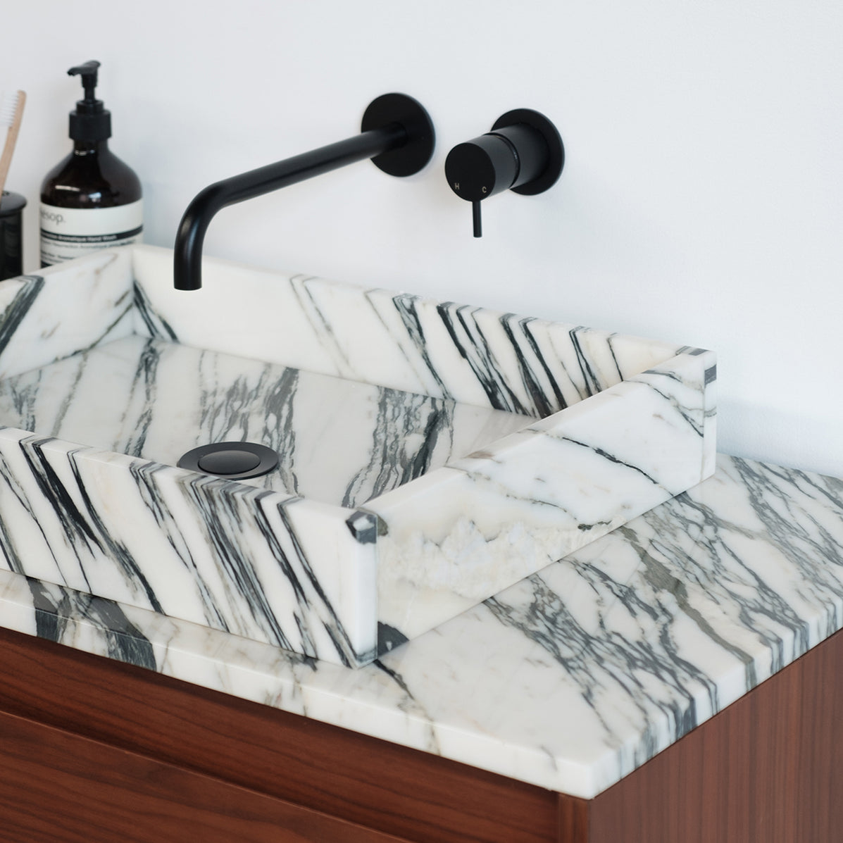 George marmeren wastafel - Blauw/Wit Marmer | Furnified