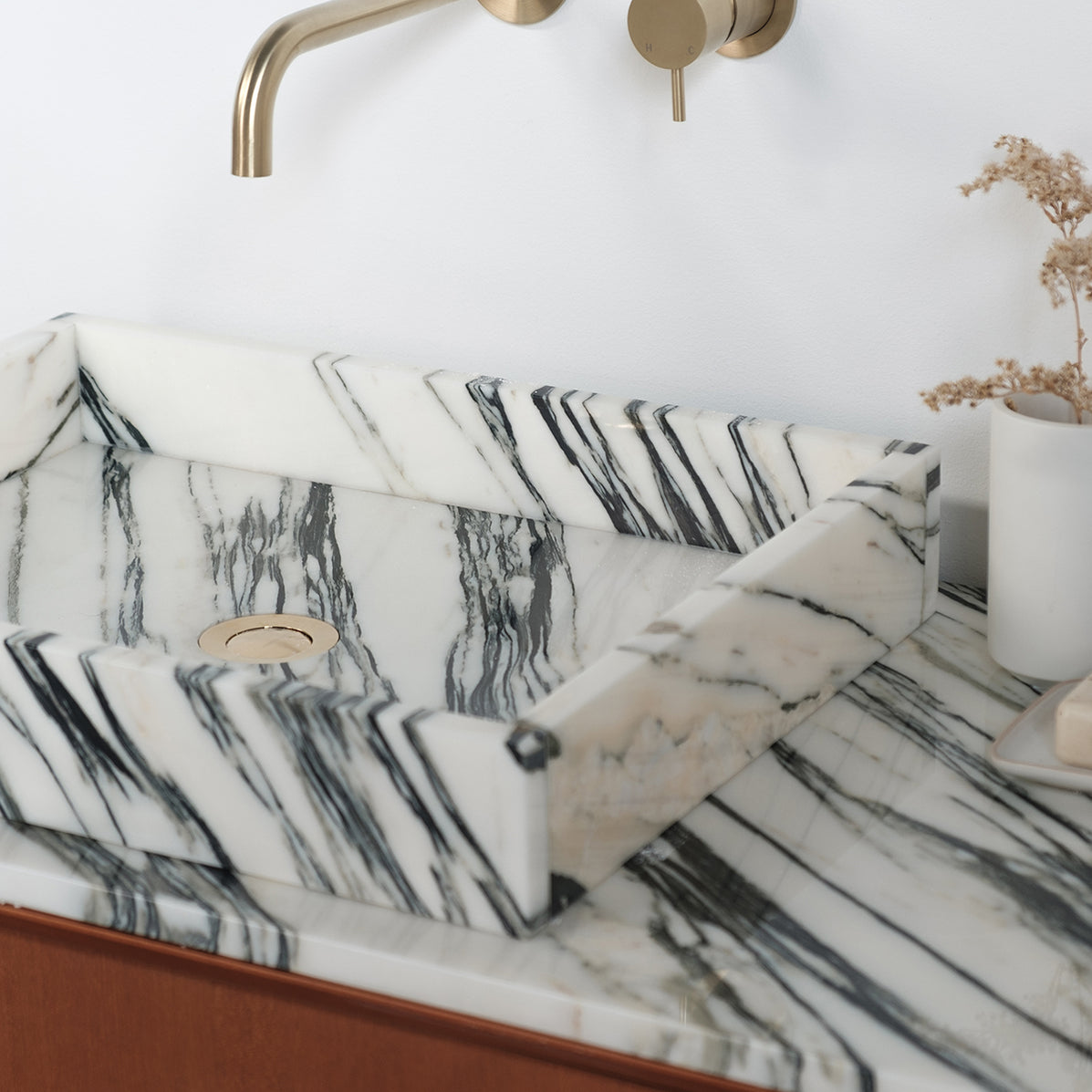 George marmeren wastafel - Blauw/Wit Marmer | Furnified