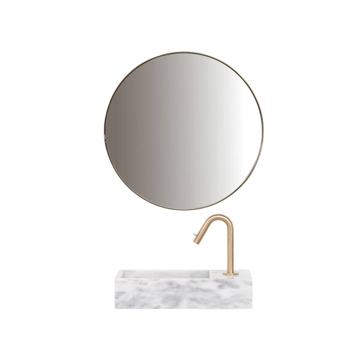 Porto Marble Hand Washer - White Marble - Right — Furnified