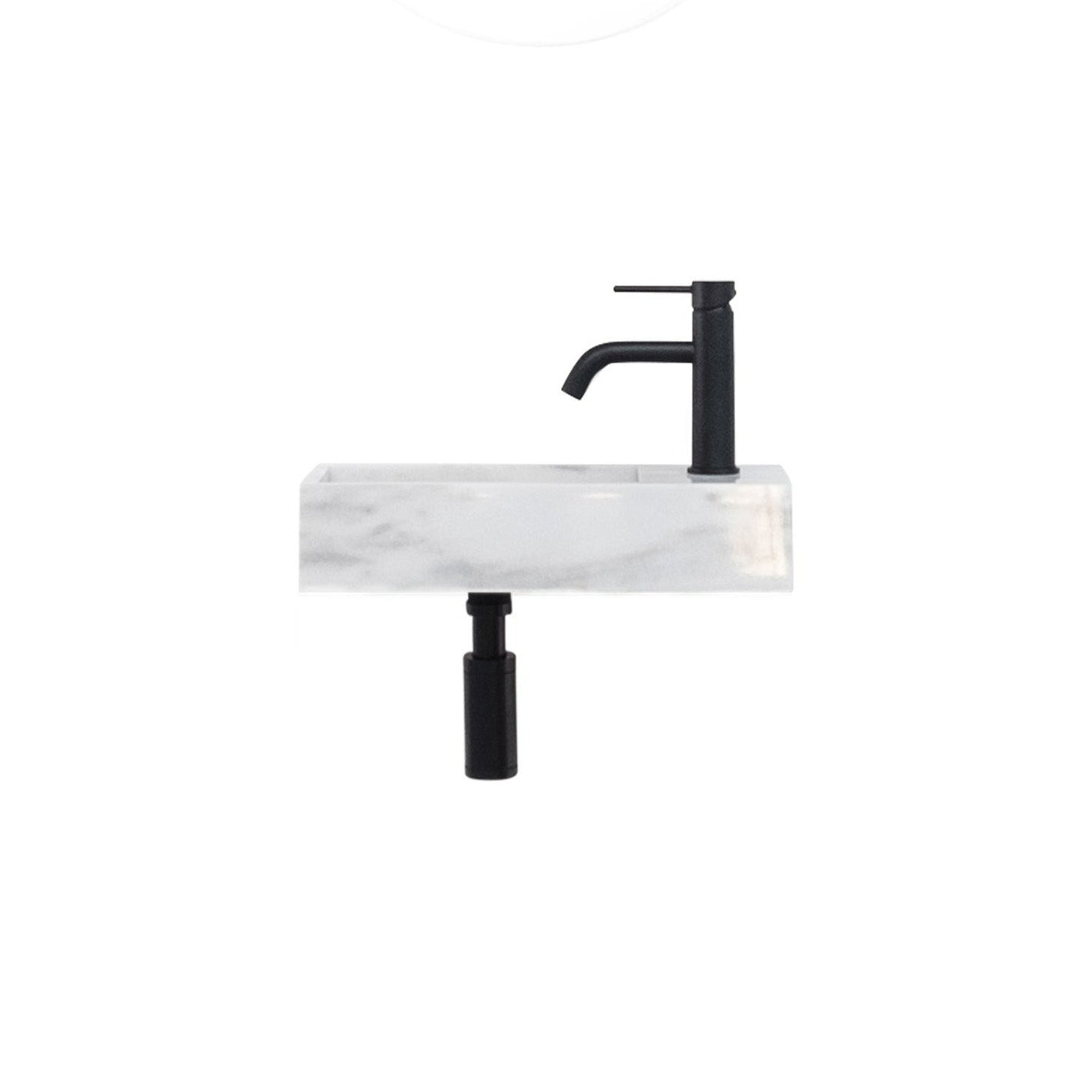 Porto Marble Hand Washer - White Marble - Right — Furnified
