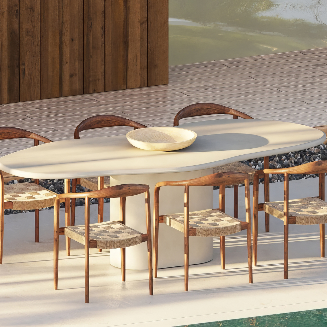 Garden Table Beige Limoges - 230 cm - Latte - Concrete Cement - Textur ...