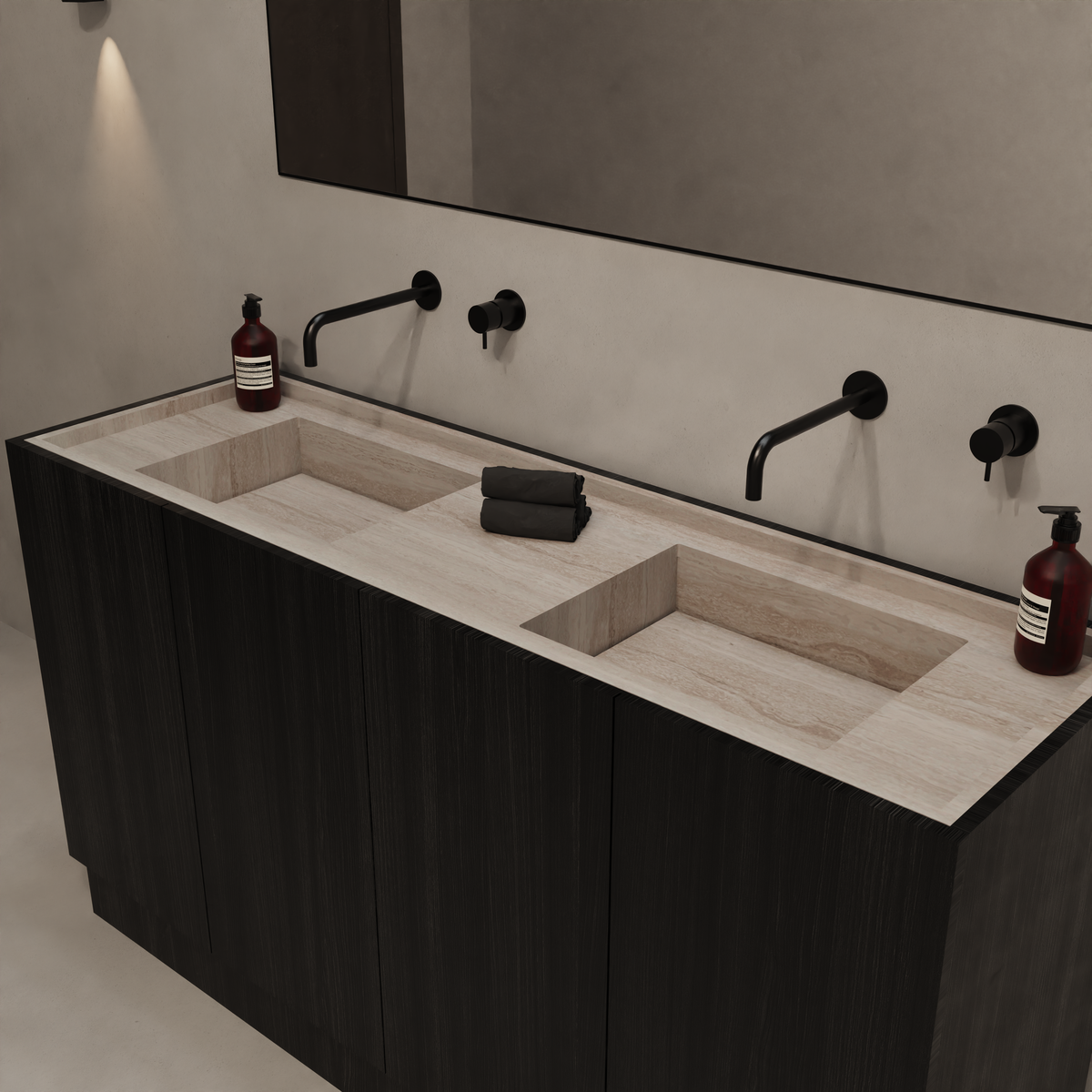 Basiel - Travertine Built-in Sink - White - 150 cm — Furnified