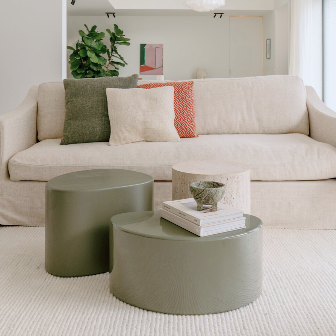 Coffee table - Varzy - Middle - Olive green StoneSkin Glossy - W65 x D ...