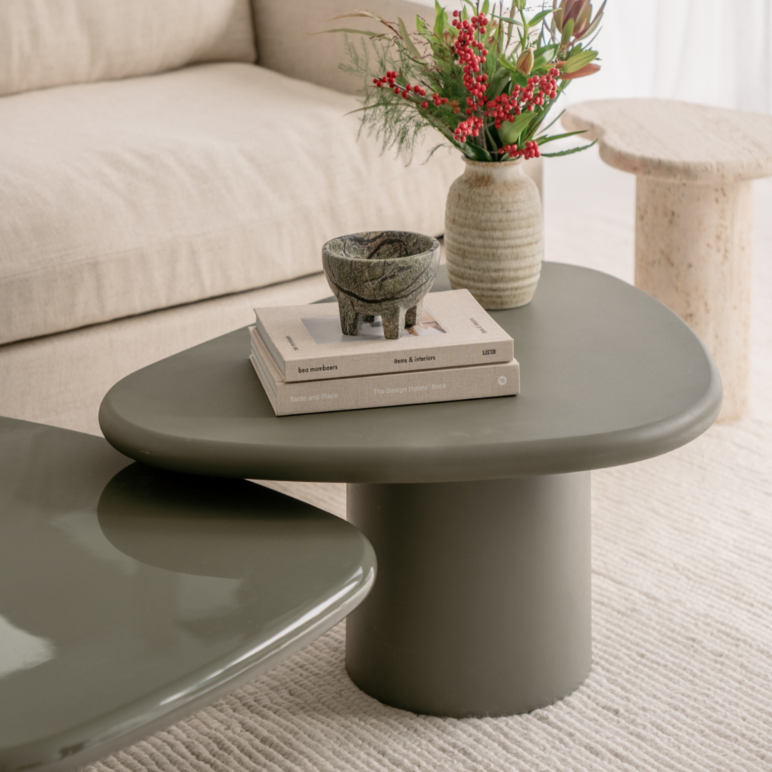 Tille Coffee Table - 90 cm - StoneSkin - Light Khaki — Furnified
