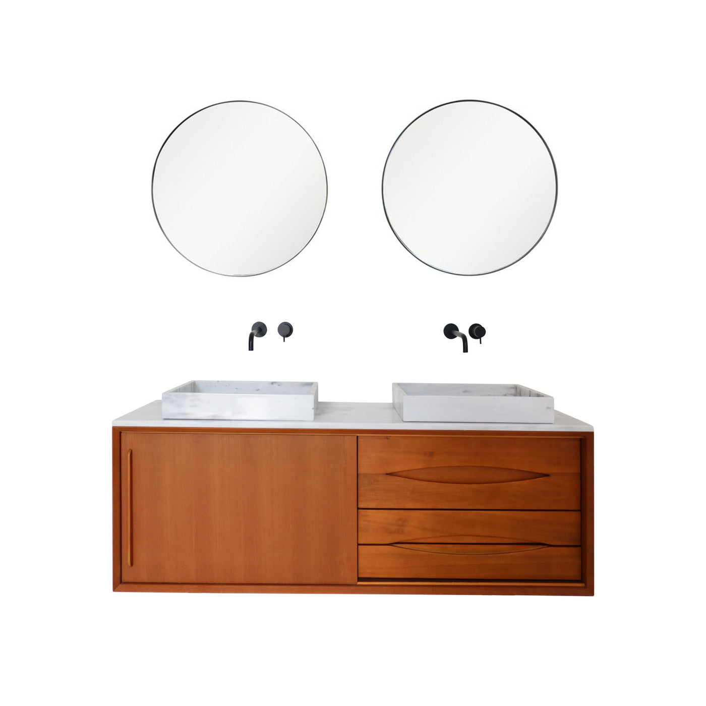 Bathroom Cabinet Bill Teak - White Marble Marcel - White Marble George ...