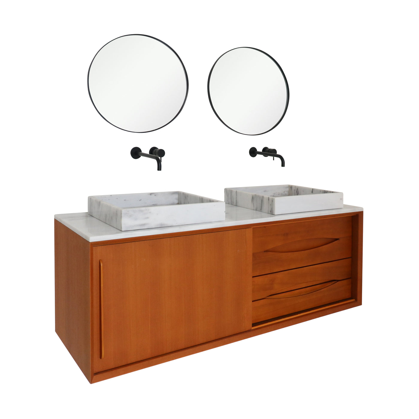 Bathroom Cabinet Bill Teak - White Marble Marcel - White Marble George ...