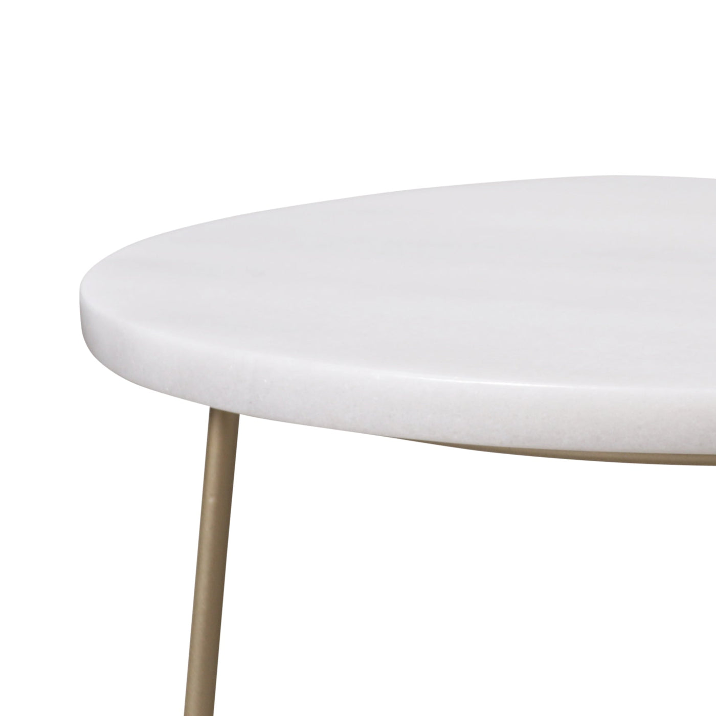 Side table with golden base - Juliette - White Marble - Ø50/H35cm ...