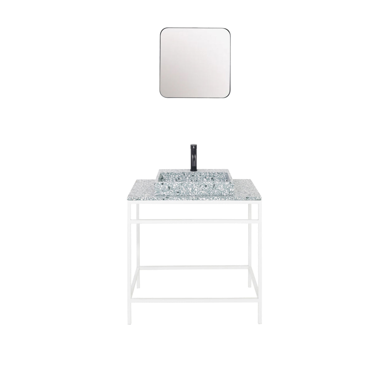 Industrial bathroom furniture White Jules - Green Terrazzo - 80 cm ...
