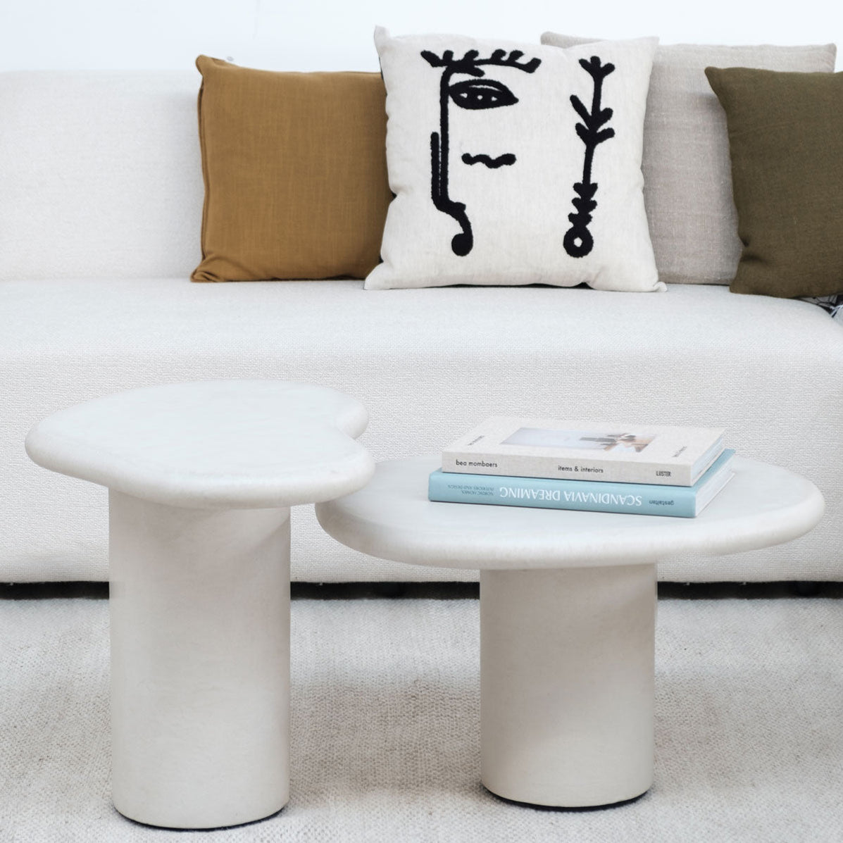 Trio Organic side table - Low - Soft Sand — Furnified