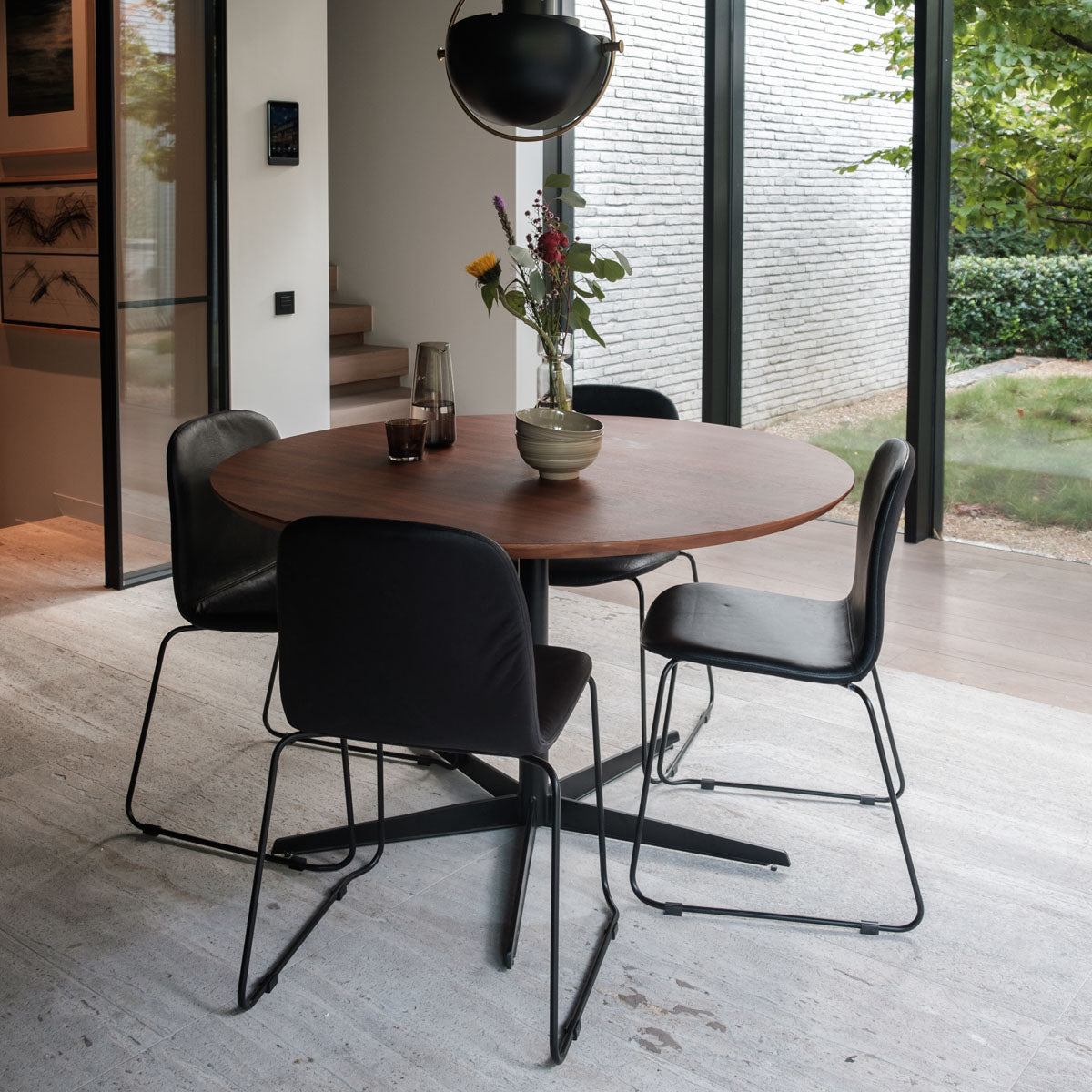 Round Dining Table with Sloping Edge - Walnut - Ø125cm — Furnified