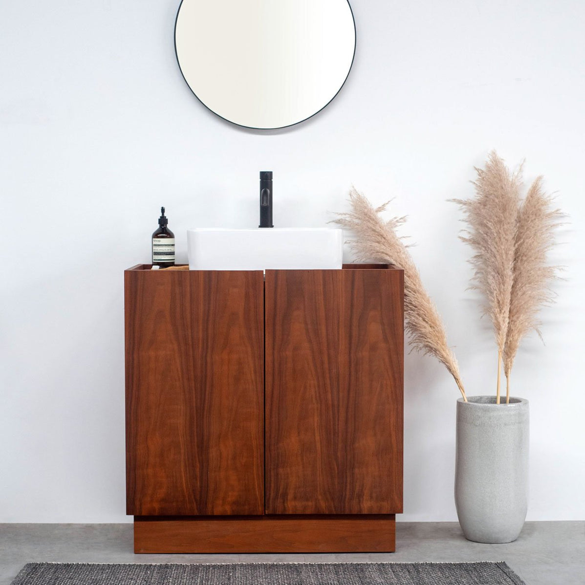 Bathroom furniture - Lavabo White Marble - Alexis VI - Walnut - (84 cm ...